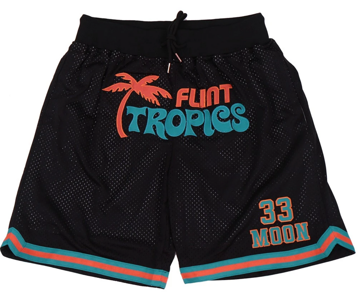 Jackie Moon X Flint Tropics Shorts (Black) – officialsportsjunkie